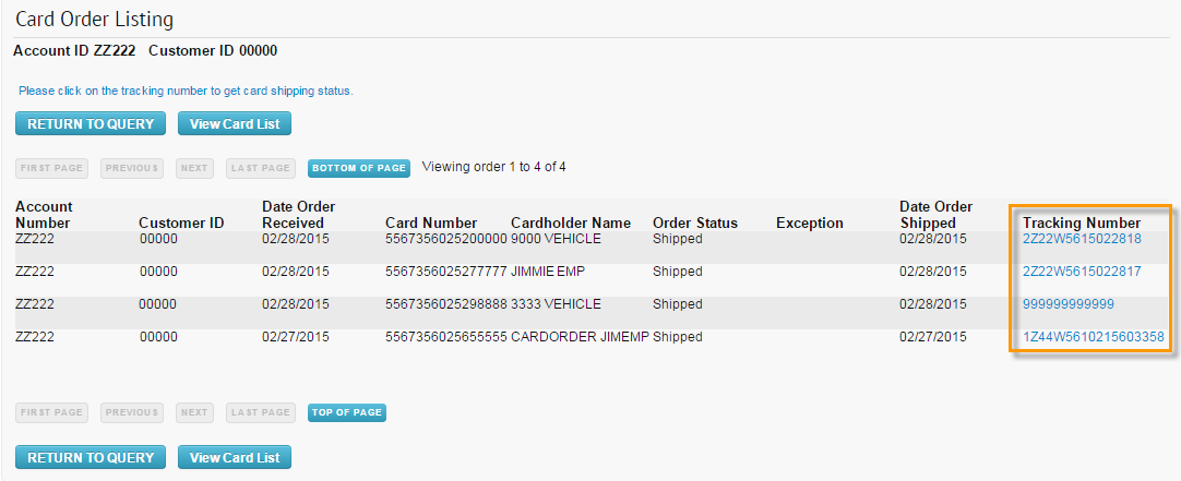 Search for Card Orders - Comdata Resource Center