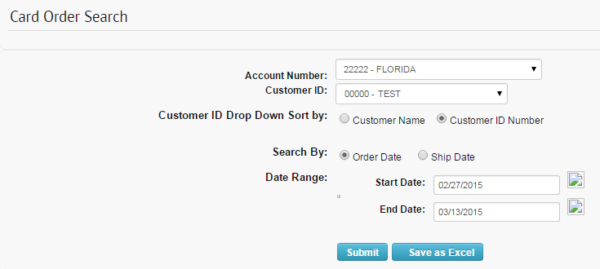 Search for Card Orders - Comdata Resource Center