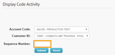 Display Code Activity - Comdata Resource Center