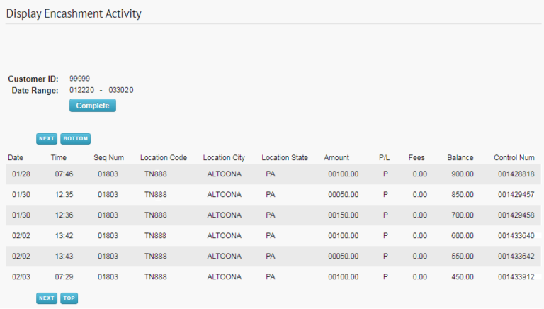 Display Code Activity - Comdata Resource Center