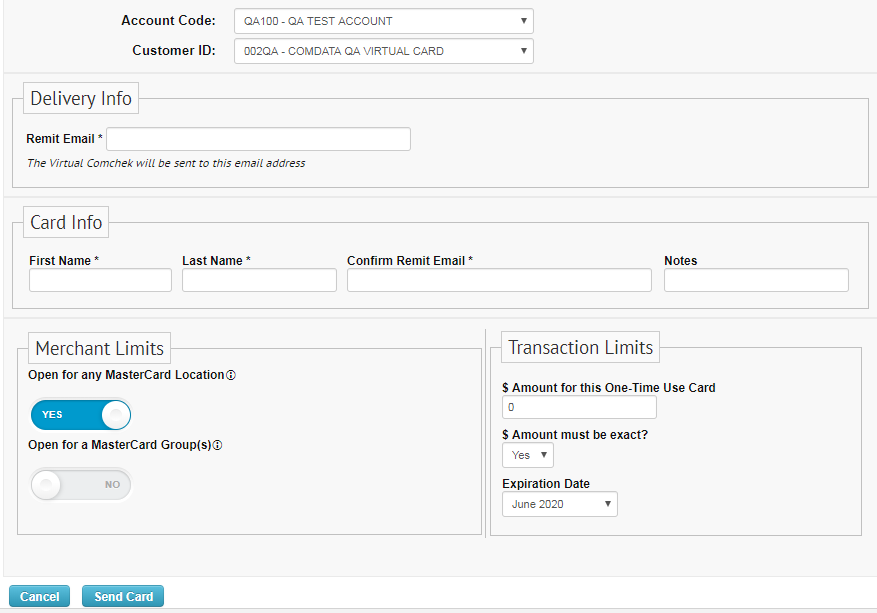 Send a Virtual Comchek - Comdata Resource Center
