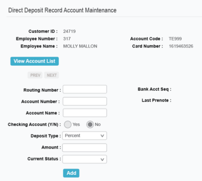 Perform Direct Deposit Record Maintenance - Comdata Resource Center