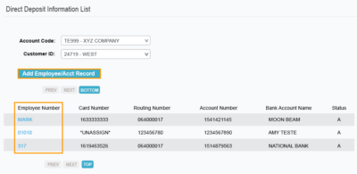 Review Direct Deposit Info List - Comdata Resource Center
