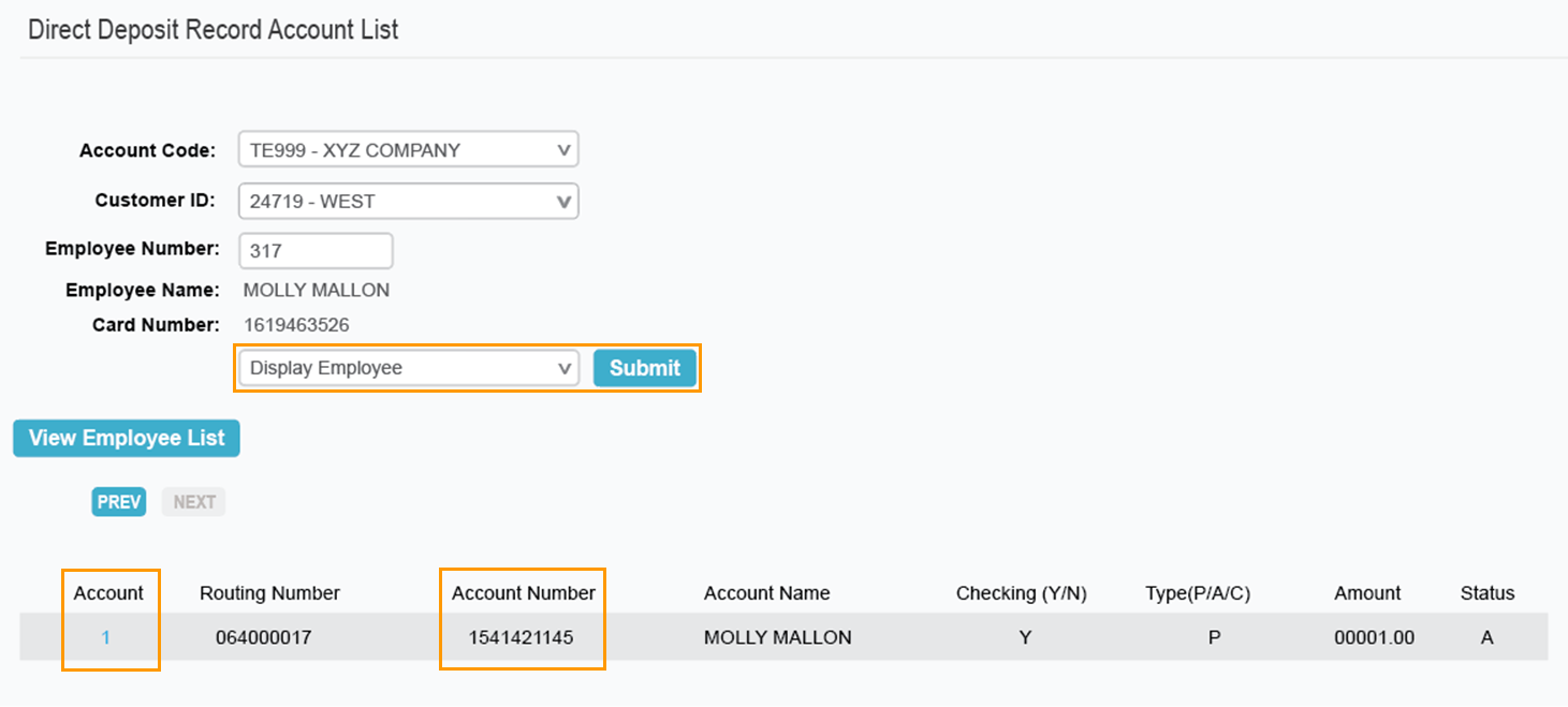 Review Direct Deposit Info List - Comdata Resource Center