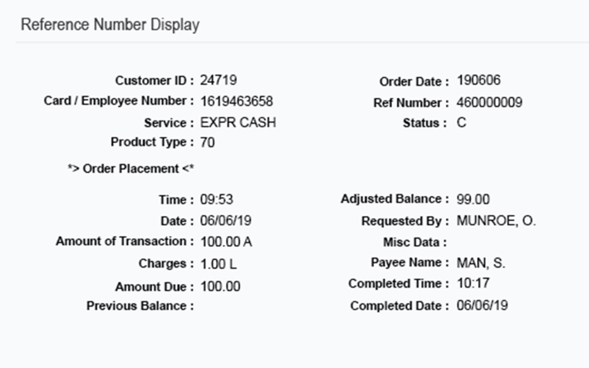Use Reference Number Display - Comdata Resource Center
