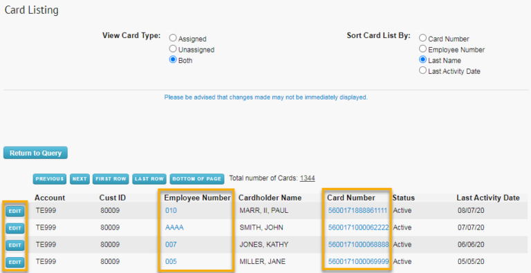 Classic Card Maintenance: Edit a Proprietary Card - Comdata Resource Center