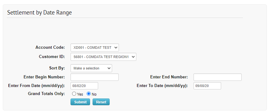 Settlement by Date Range - Comdata Resource Center