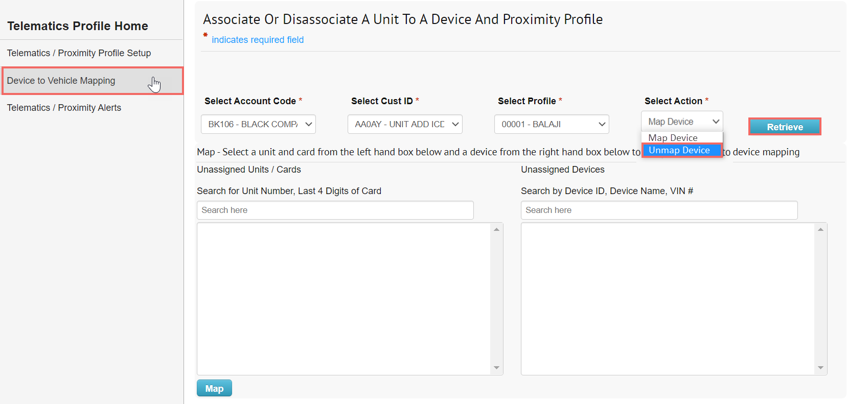 Device to Unit Mapping and Unmapping - Comdata Resource Center