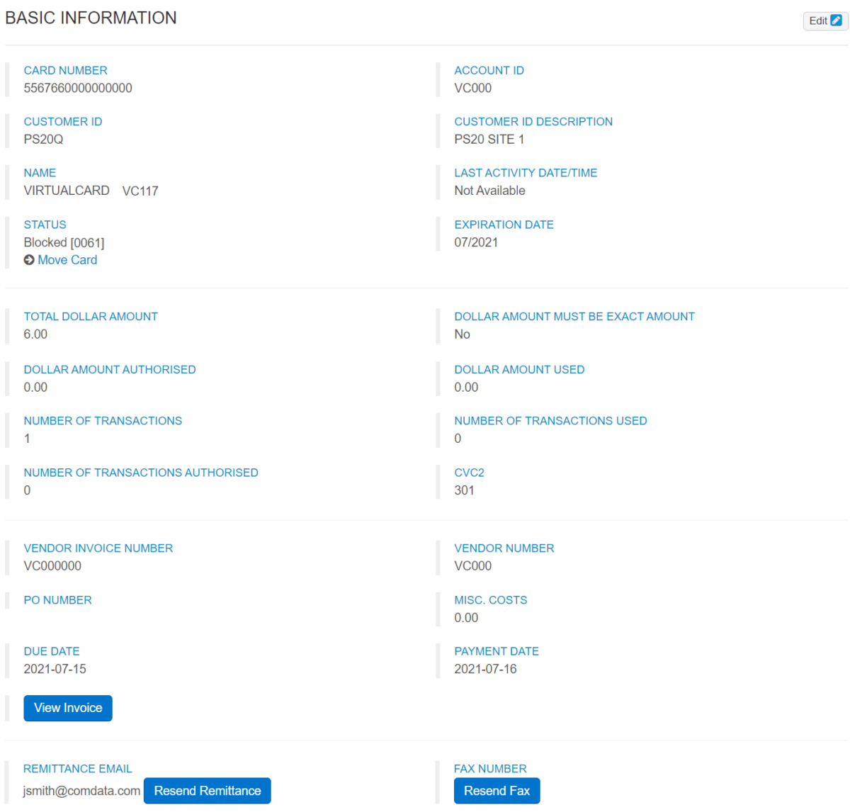 Editing a Virtual Card - Comdata Resource Center