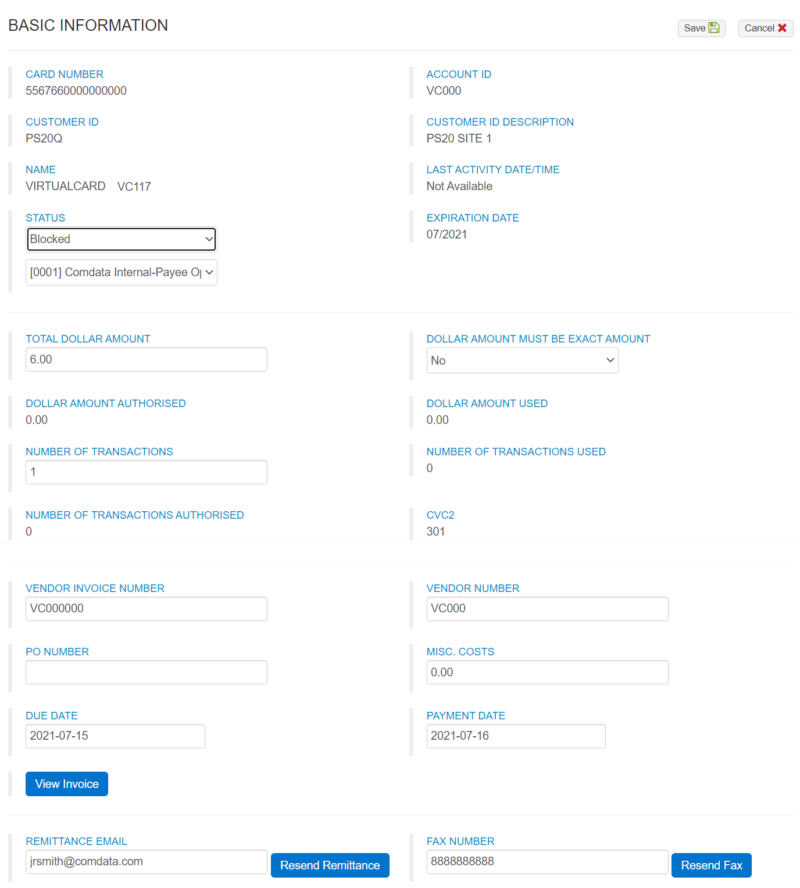 Editing a Virtual Card - Comdata Resource Center