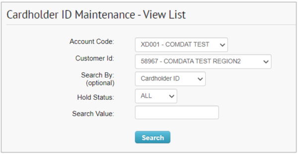 Perform Cardholder ID Maintenance - Comdata Resource Center