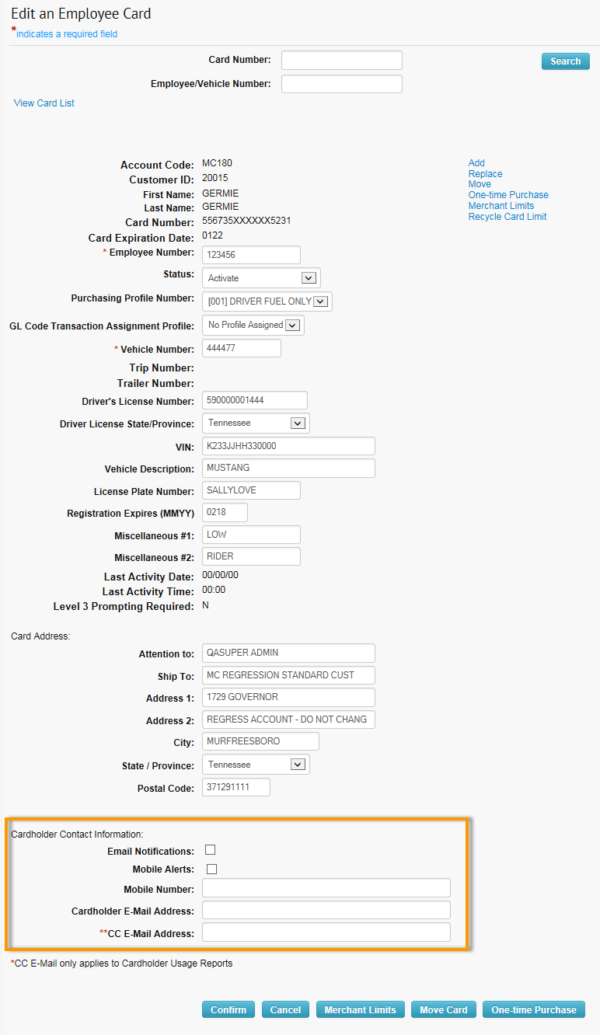 Enroll Cardholders with Traditional Card Order