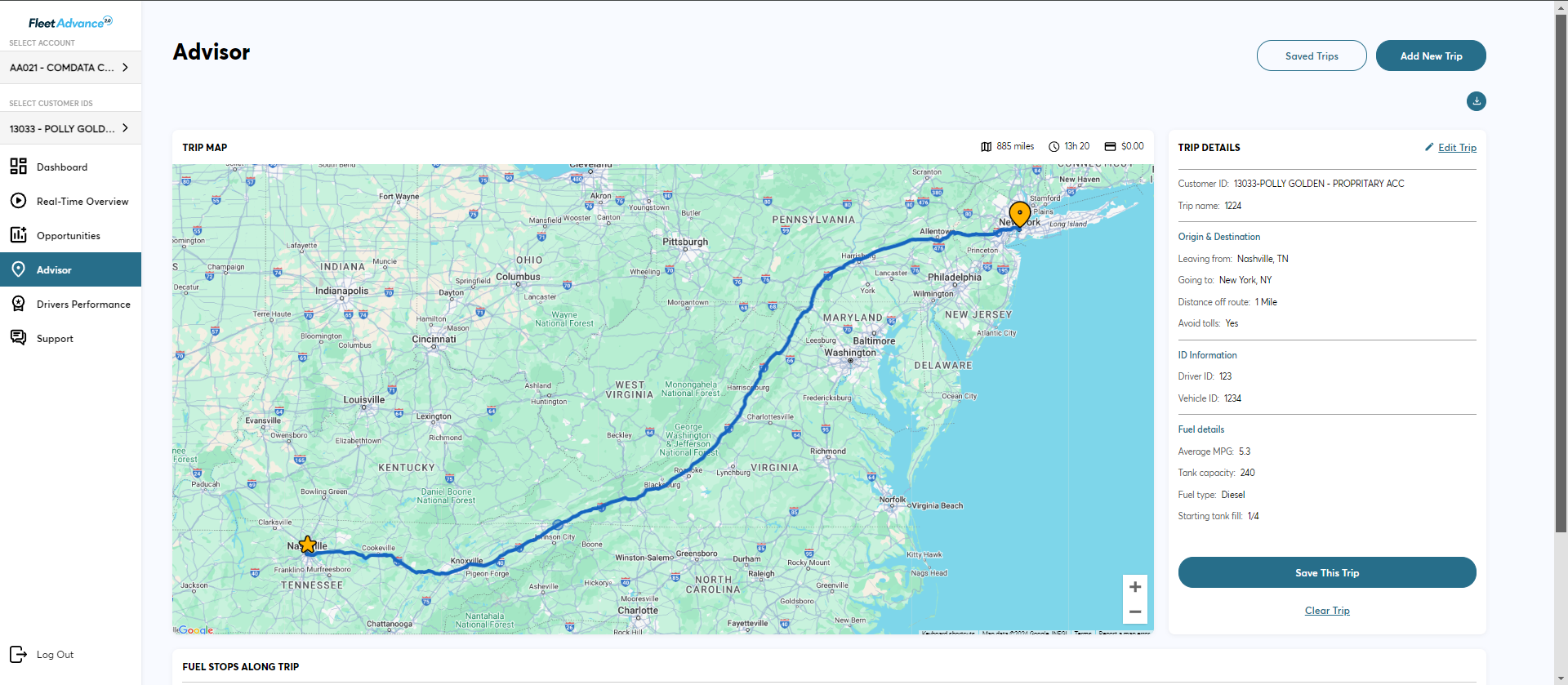 Planning Routes with the Advisor - Comdata Resource Center