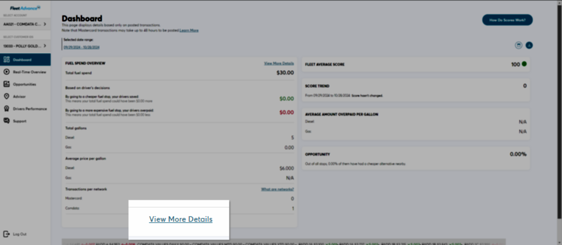 Using the Dashboard - Comdata Resource Center